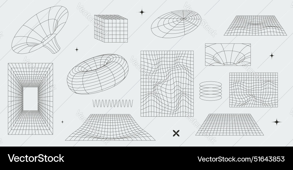 Geometric wireframes and grids Royalty Free Vector Image