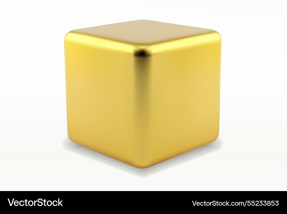 Glossy golden cube isolated on white Royalty Free Vector