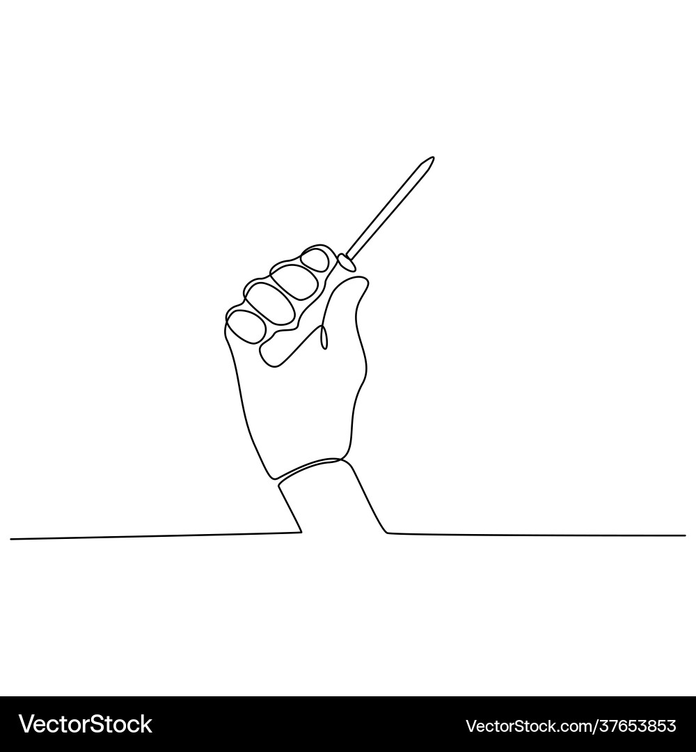 Hand holding a screwdriver Royalty Free Vector Image