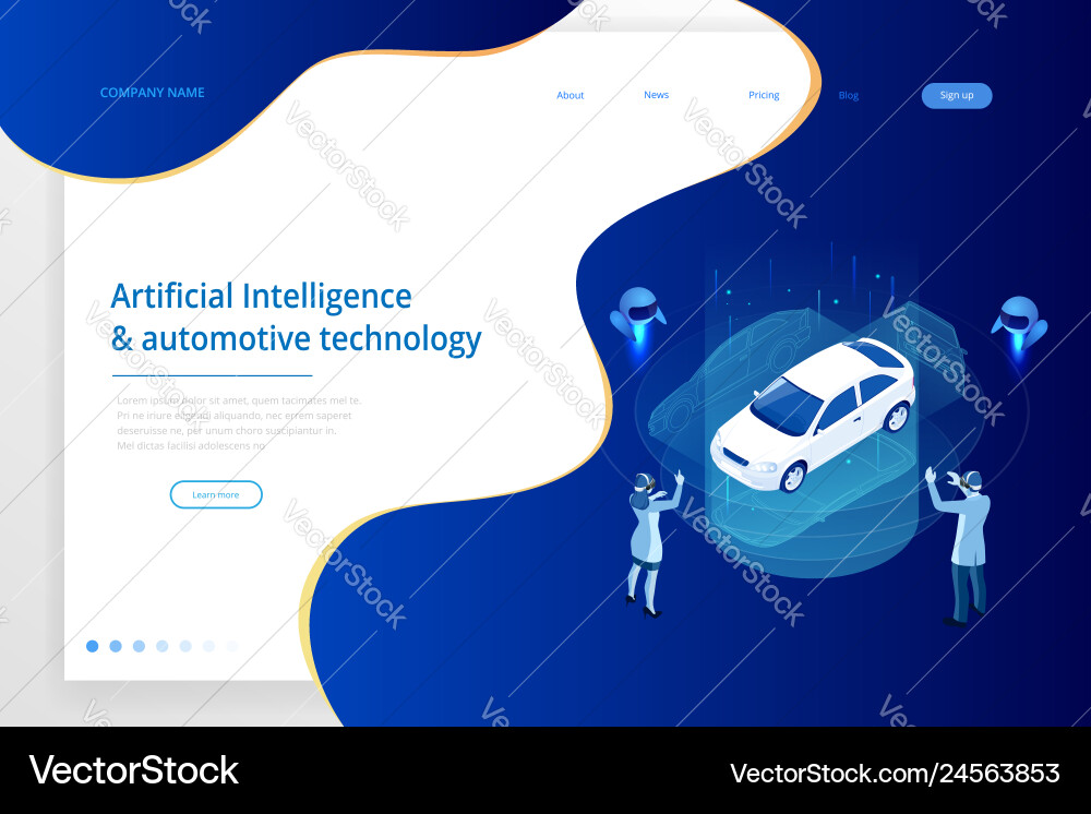 Isometric cybernetic robots and people works Vector Image
