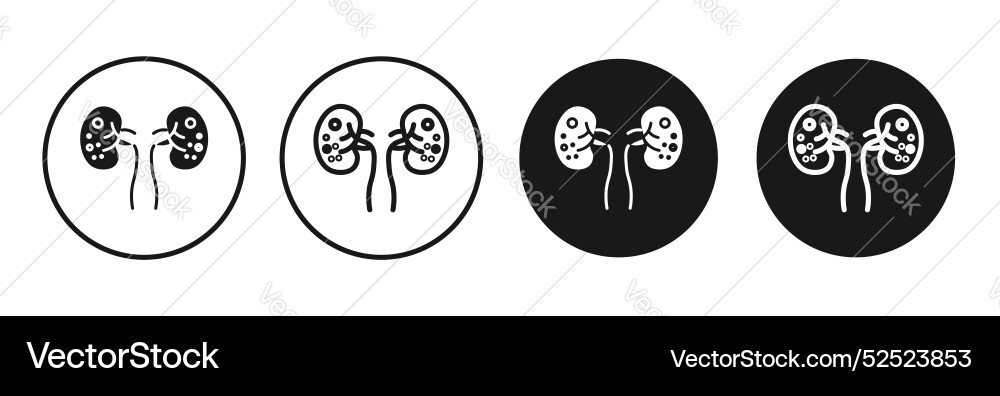 Kidney disease icon set black filled and outlined Vector Image