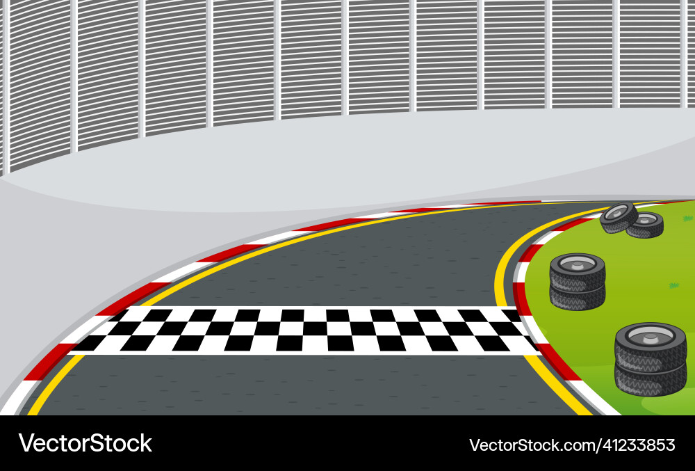 Race track with start or finish line Royalty Free Vector