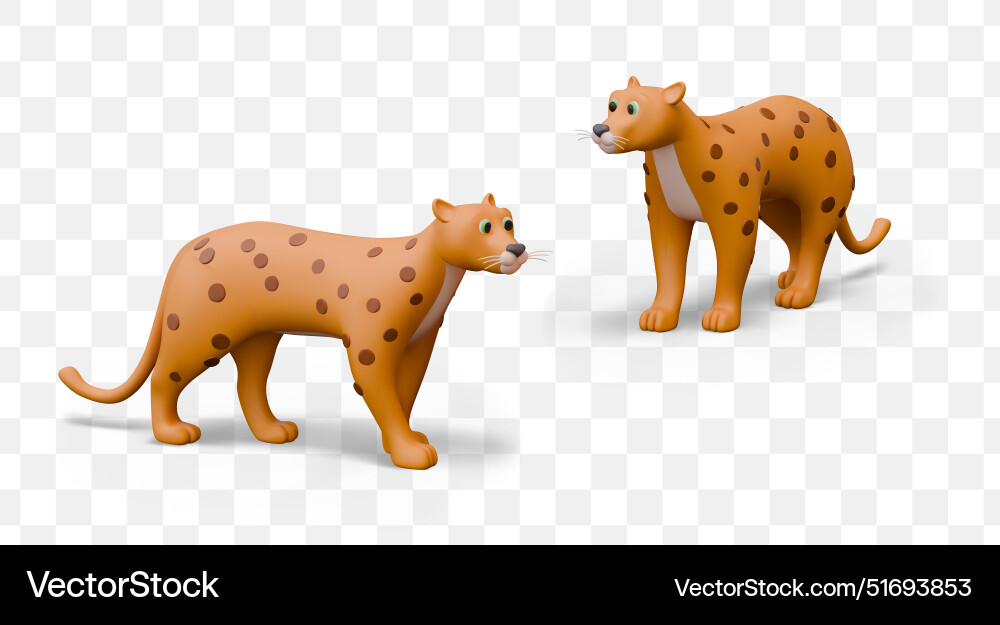 Realistic cheetah view from different sides Vector Image