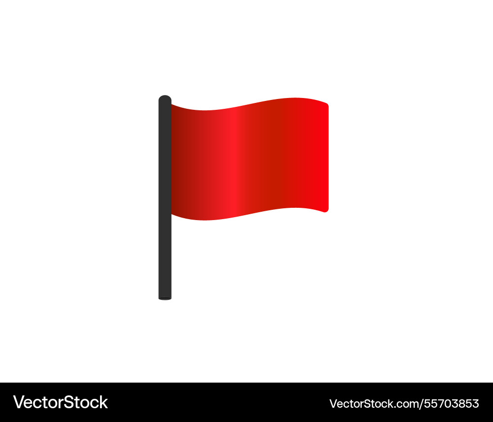 Red flag waving on a pole in Royalty Free Vector Image