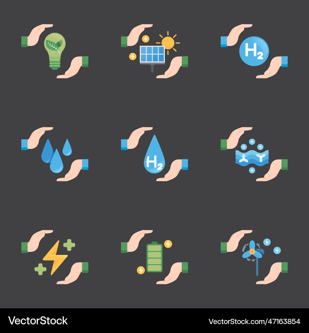 Energy saving flat icons collection eco friendly Vector Image