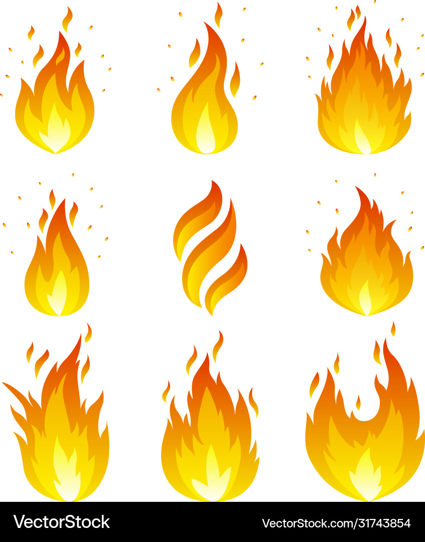 Flame Icon Set - Fire Icons Royalty Free Vector Image