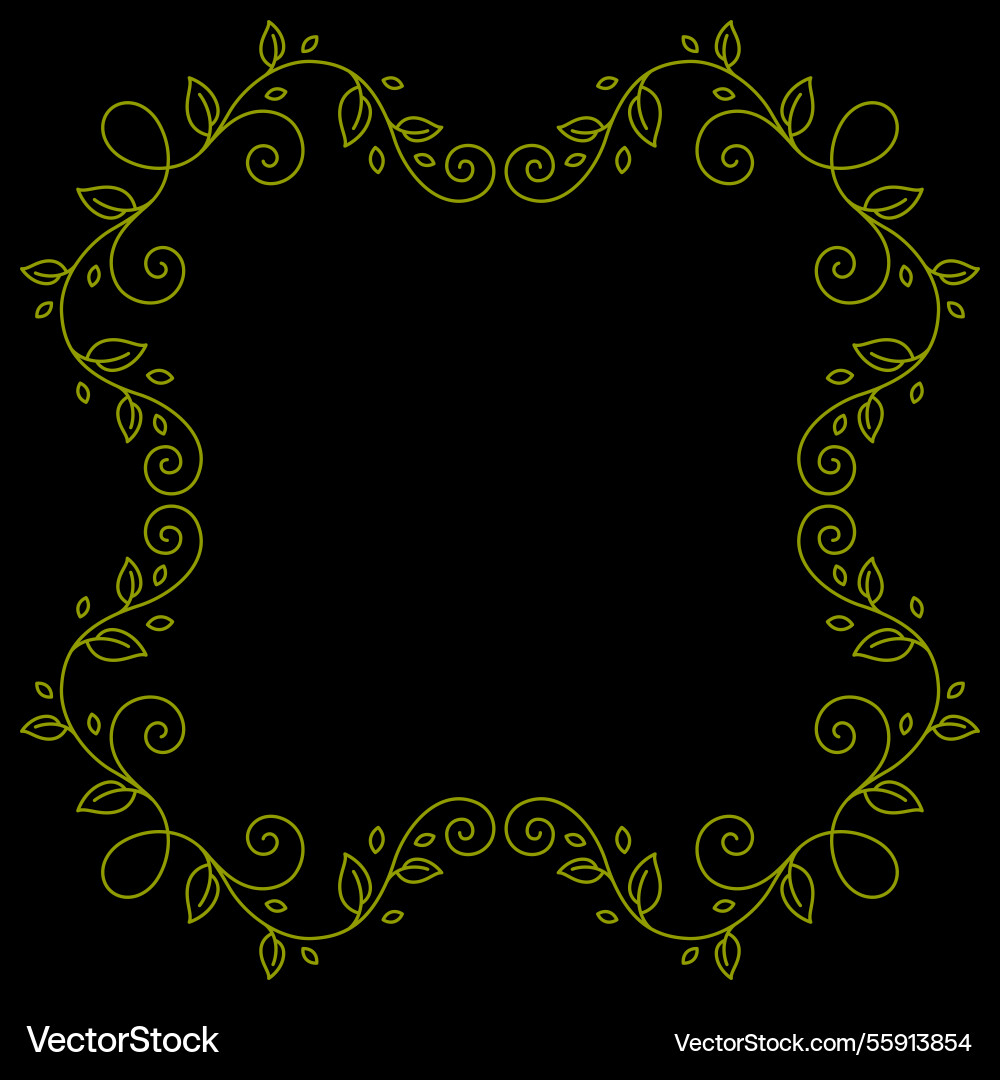 Floral curling frame decorative nature swirling Vector Image