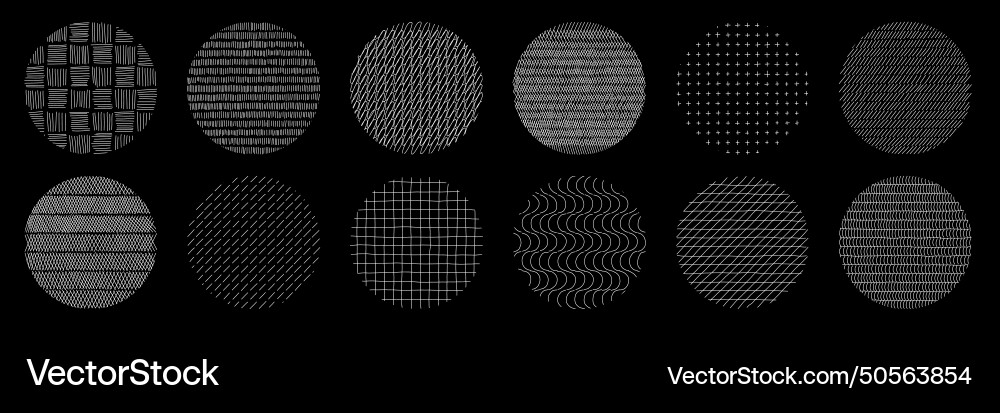 Hand drawn hatching line texture set crosshatch Vector Image