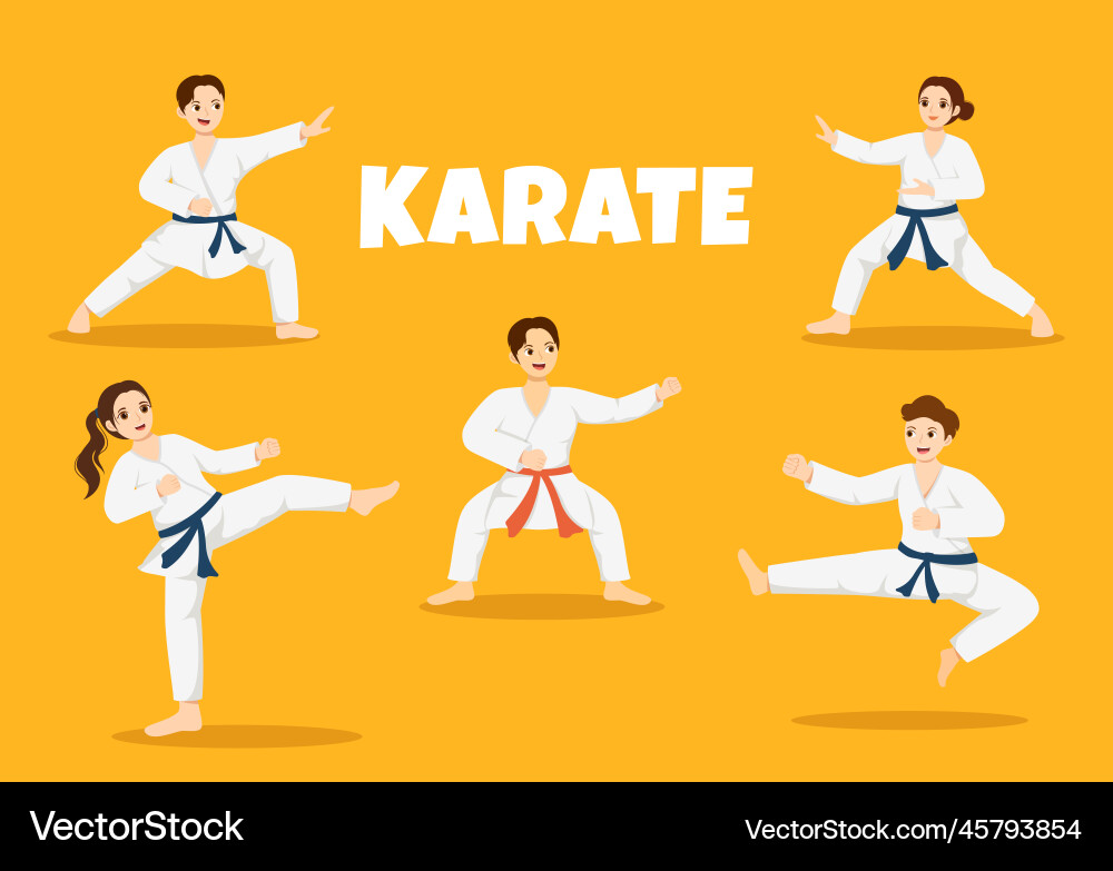 People doing some basic karate martial arts moves Vector Image