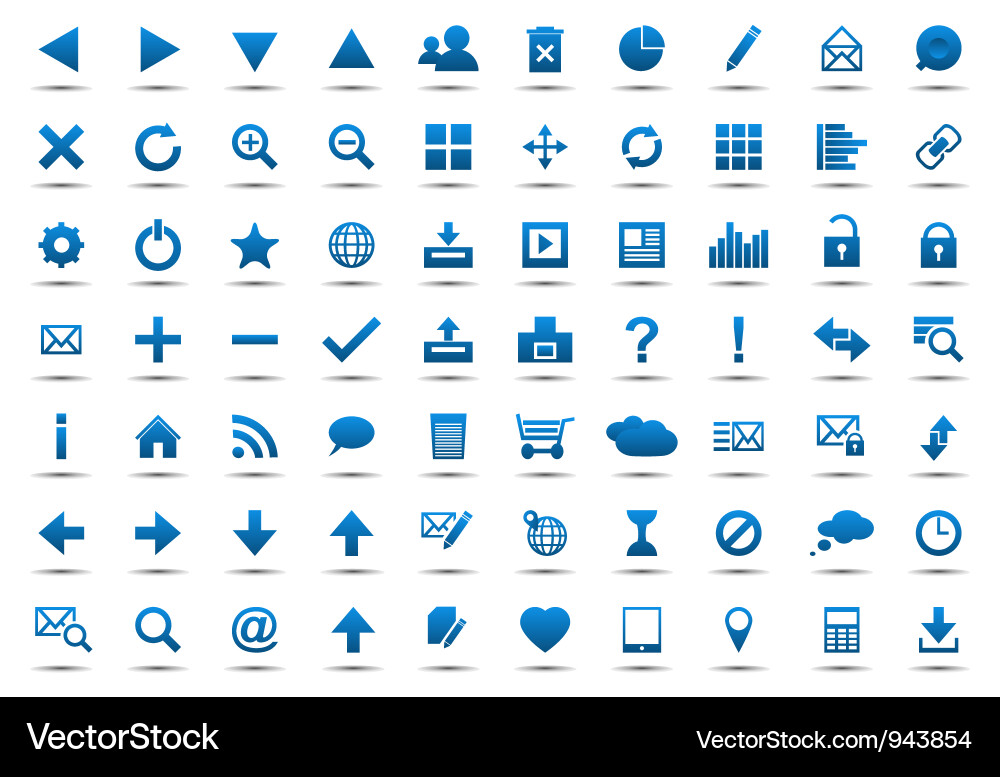 Set of blue navigation web icons Royalty Free Vector Image