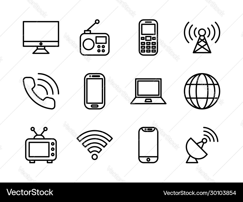 Telecommunication Icon Set Royalty Free Vector Image