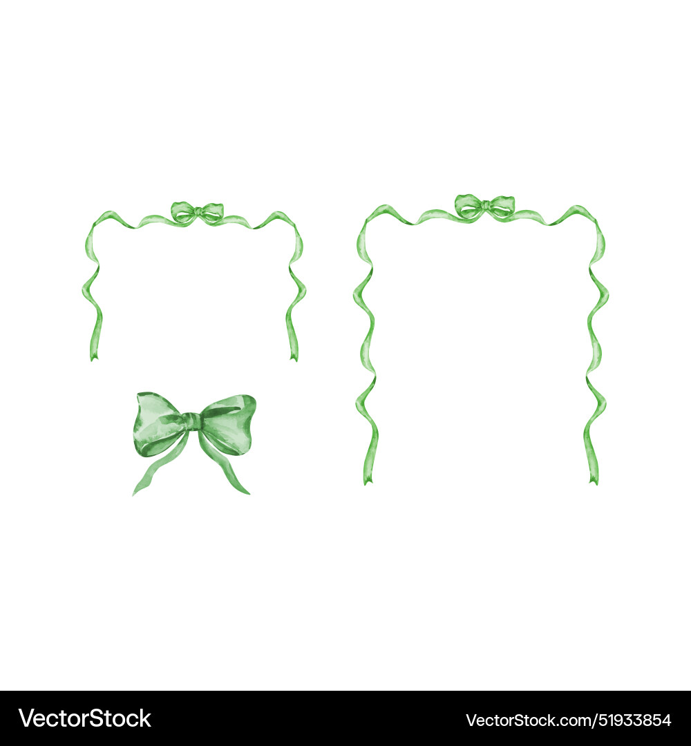 Watercolor Ribbon & Bow Frames Set Royalty Free Vector