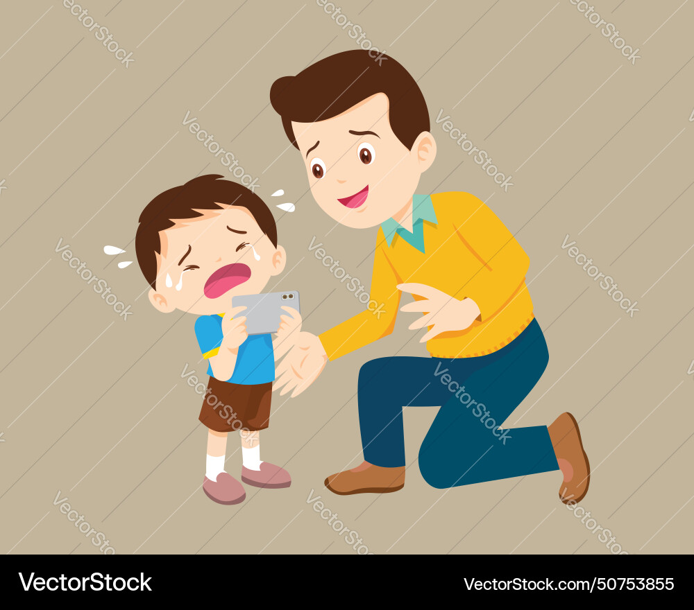 Comforting sad children with parent 2 Royalty Free Vector