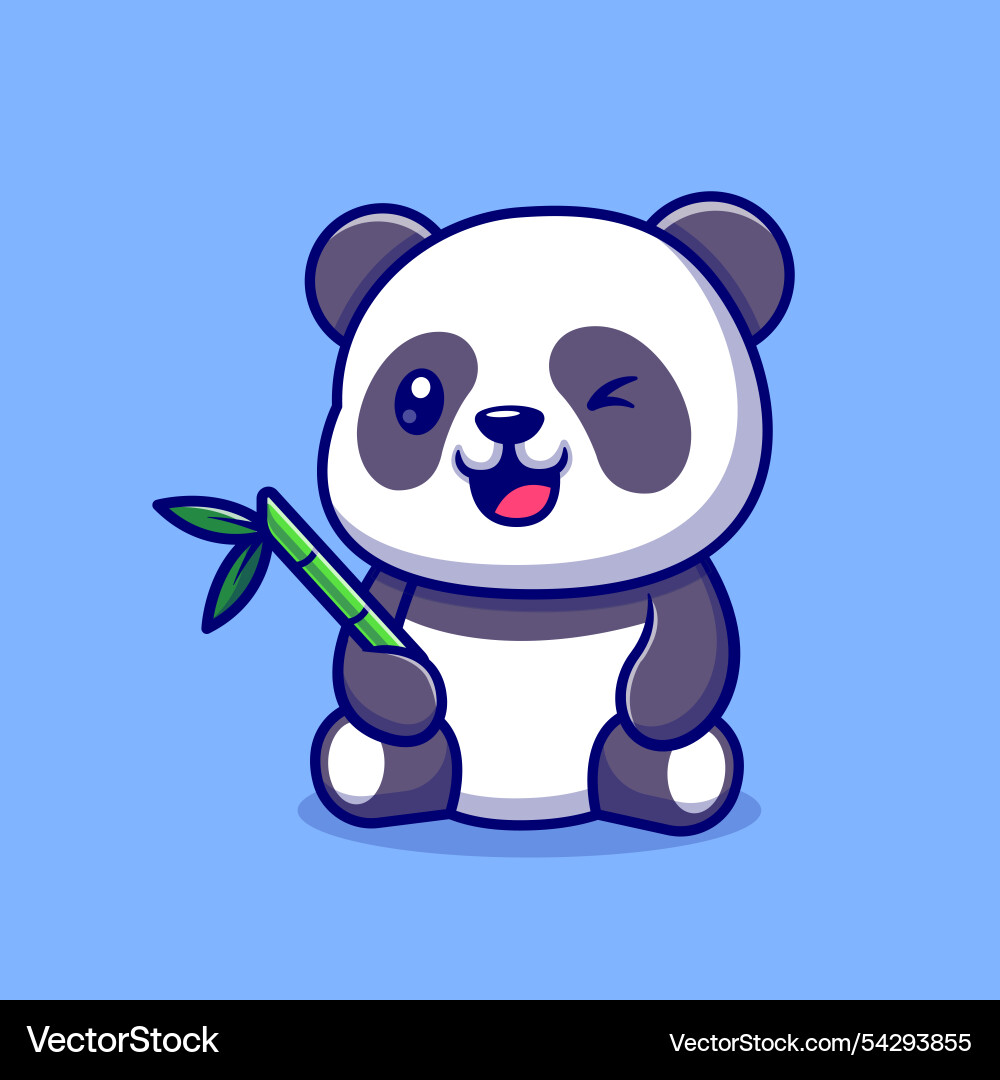 Cute panda with bamboo cartoon Royalty Free Vector Image