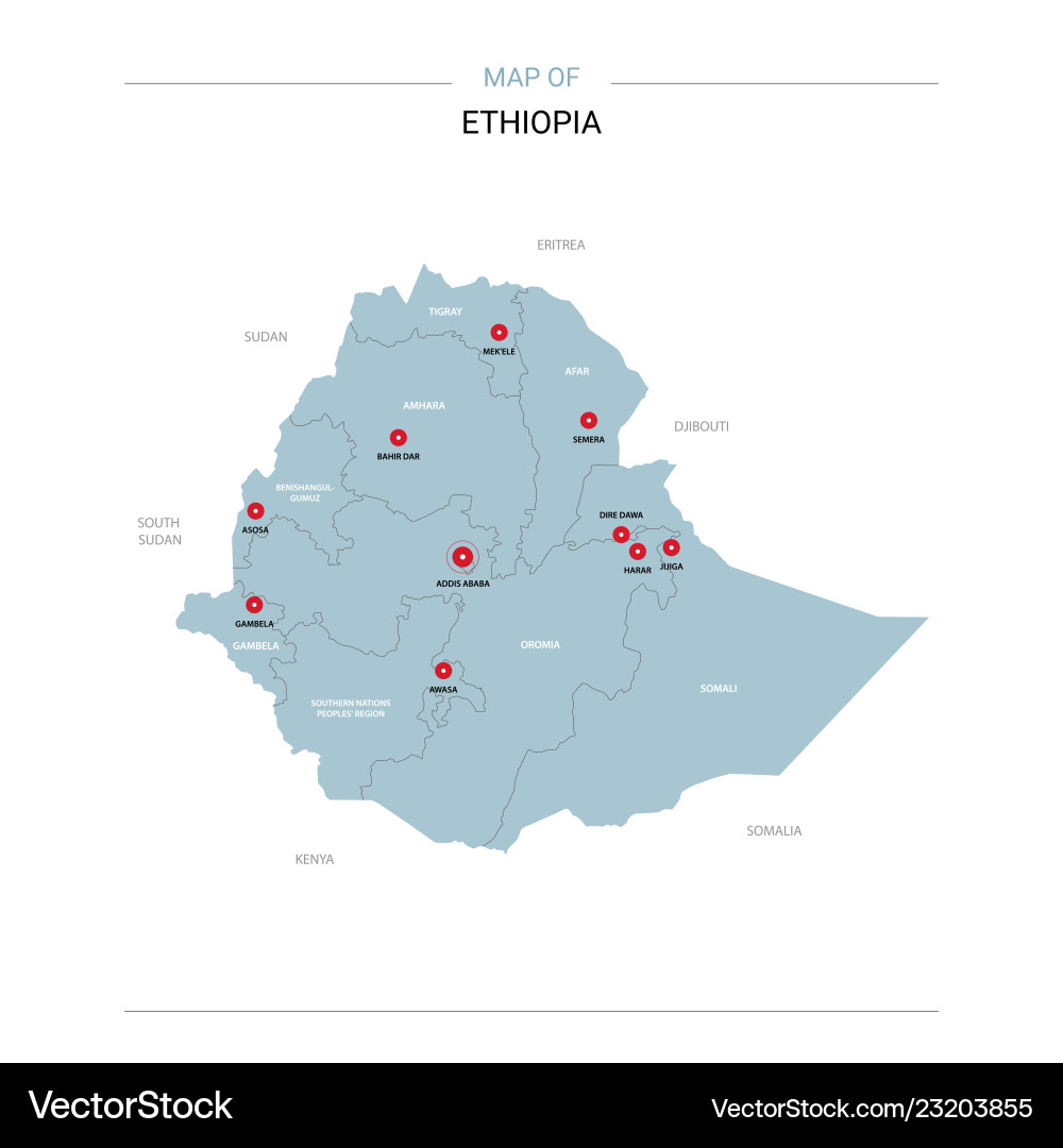 Ethiopia map with red pin Royalty Free Vector Image