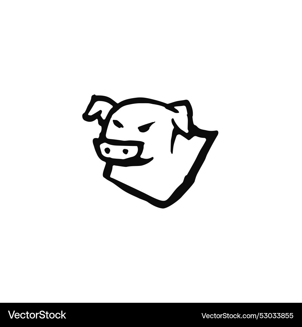 Hand draw pork pig head logo design Royalty Free Vector