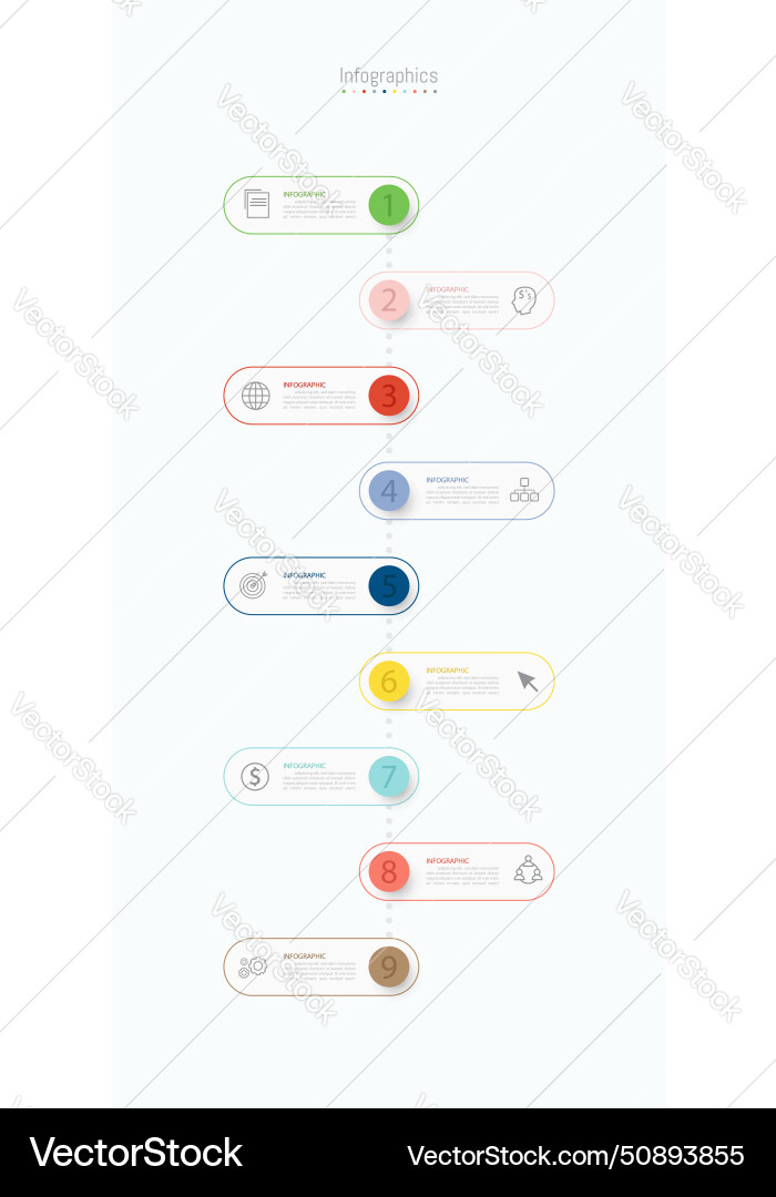 Infographic 9 options design elements Royalty Free Vector