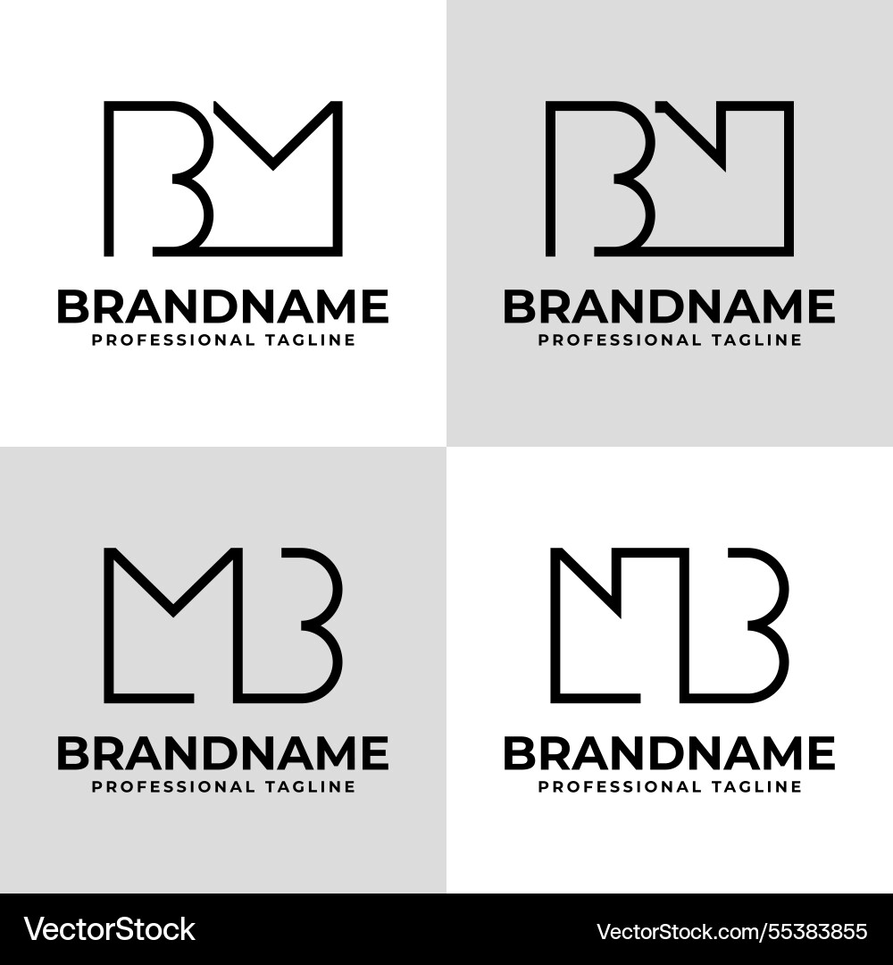 Letters bm mb bn nb monogram logo suitable Vector Image
