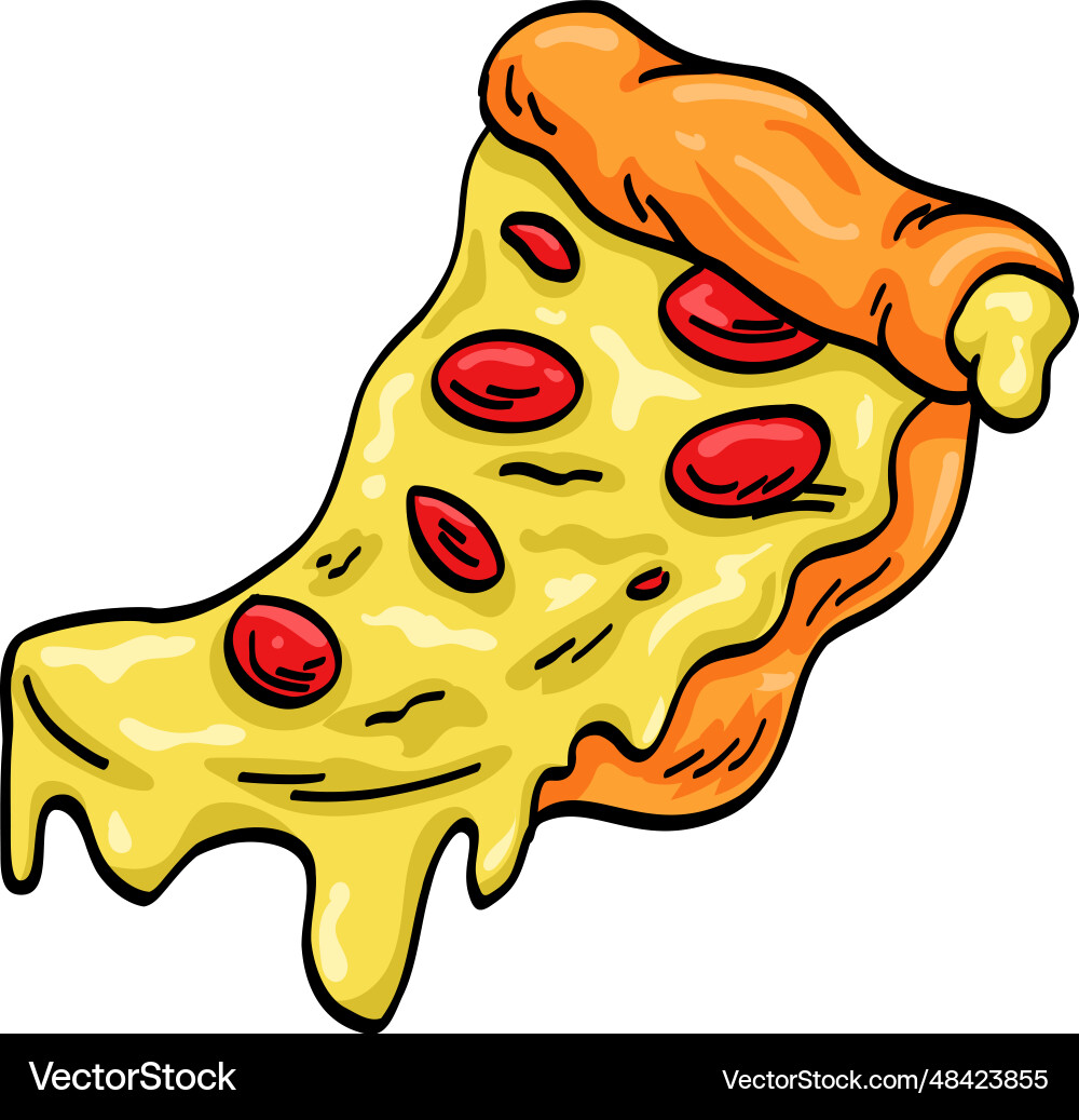 Cartoon Cheese Pizza Cartoon Pizza Slice Delicious Cheese Royalty Free