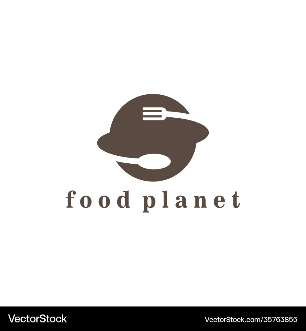 Planet logo symbol restaurant cutlery design Vector Image