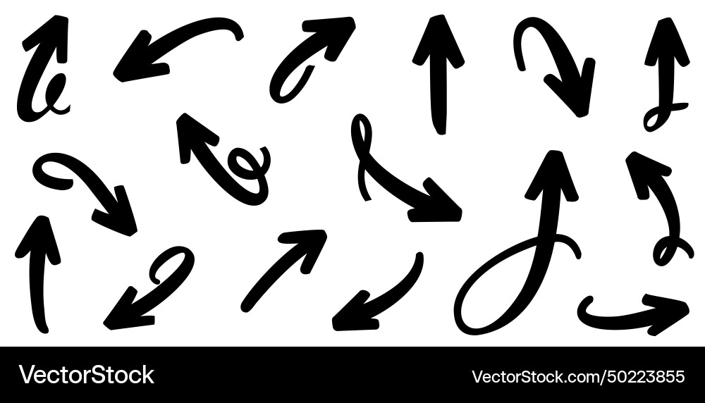 Sketch arrow set for business plan presentation Vector Image