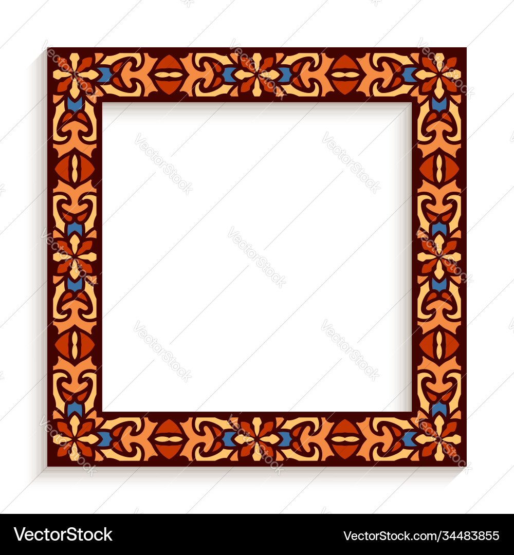 Square frame with ornamental pattern Royalty Free Vector