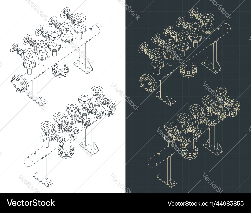 Steam header isometric blueprints Royalty Free Vector Image
