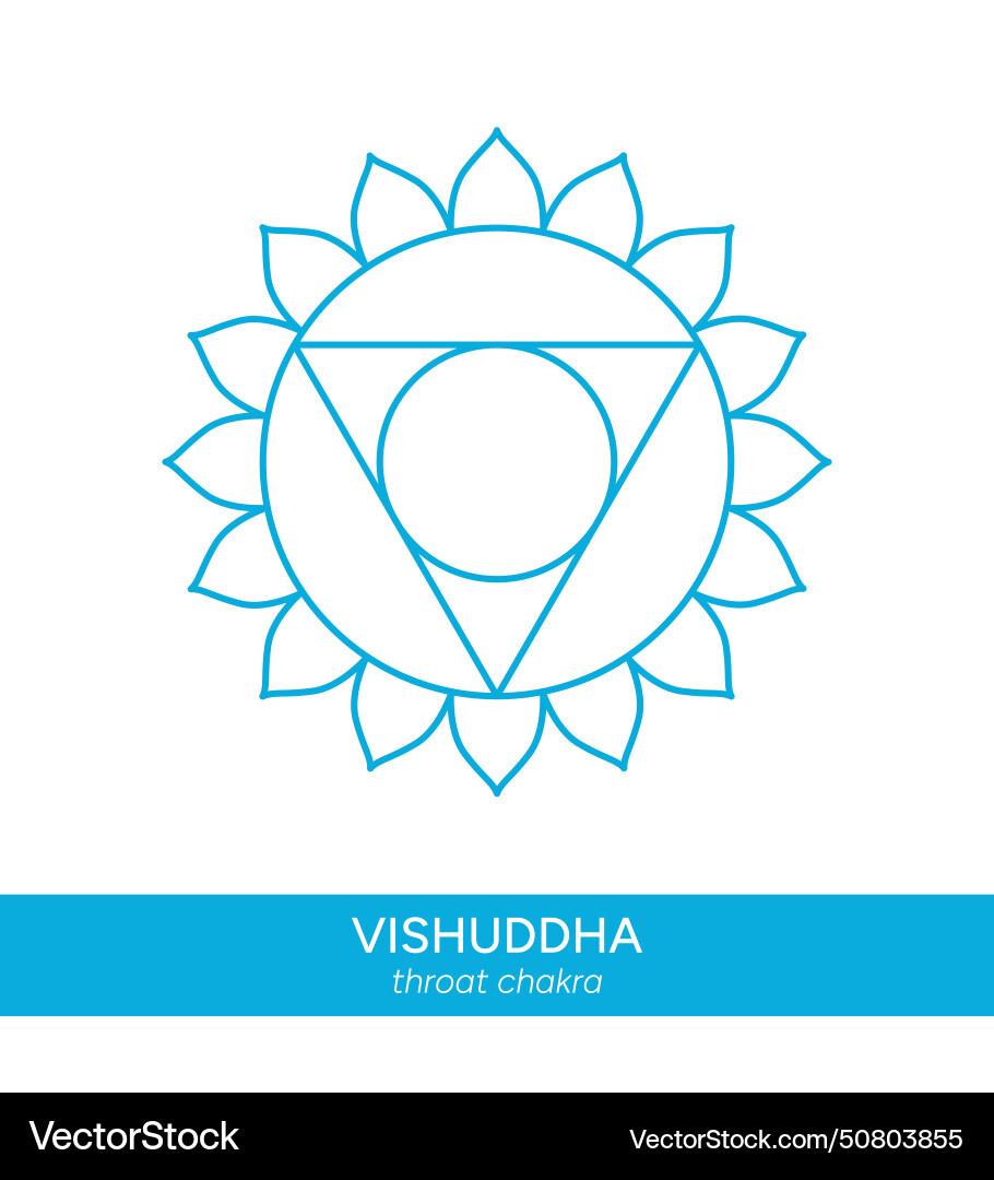 Vishuddha Hals Chakra Linie Kunst Symbol Vektorbild