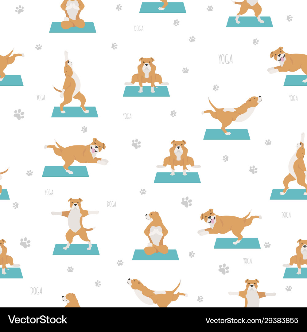 Yoga dogs poses and exercises seamless pattern Vector Image