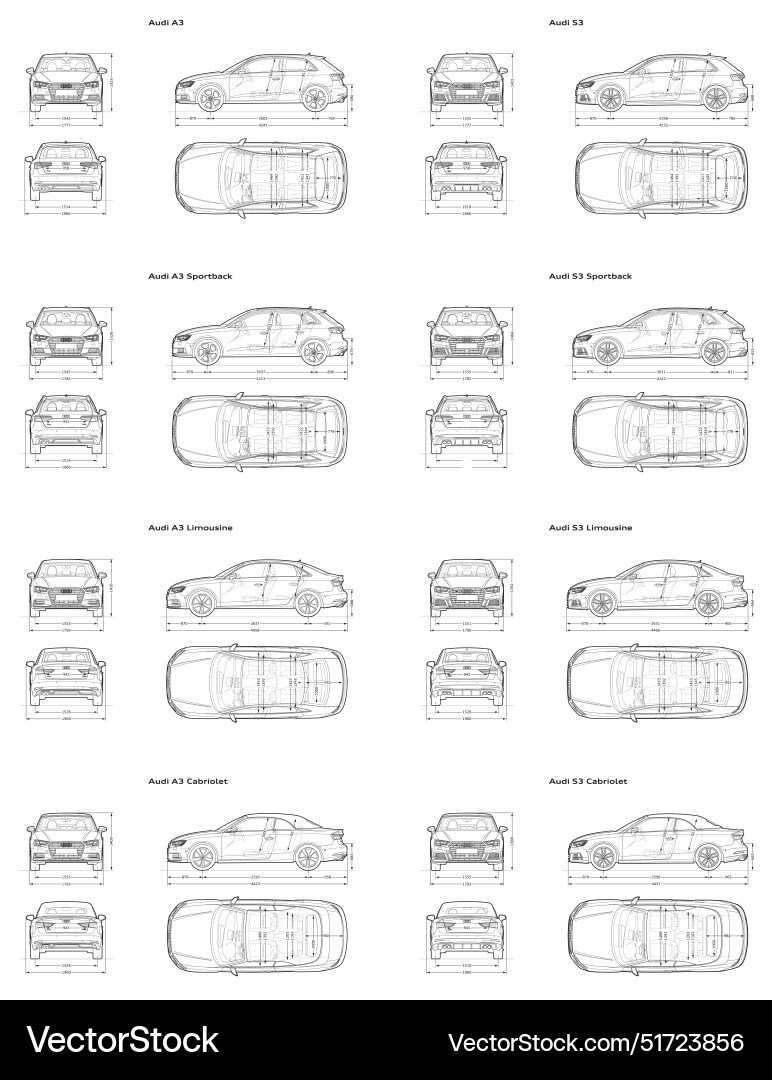 2017-2020 audi a3 - s3 Royalty Free Vector Image
