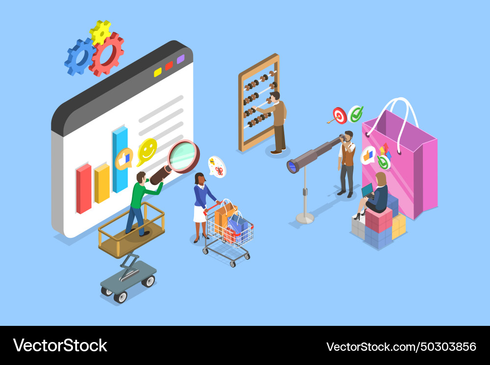 3d isometric flat of consumer Royalty Free Vector Image