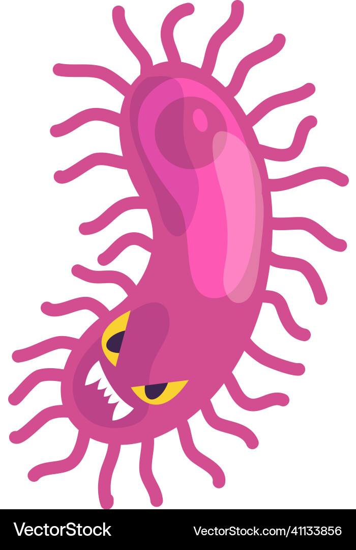 Angry bacteria scary cartoon germ sickness Vector Image