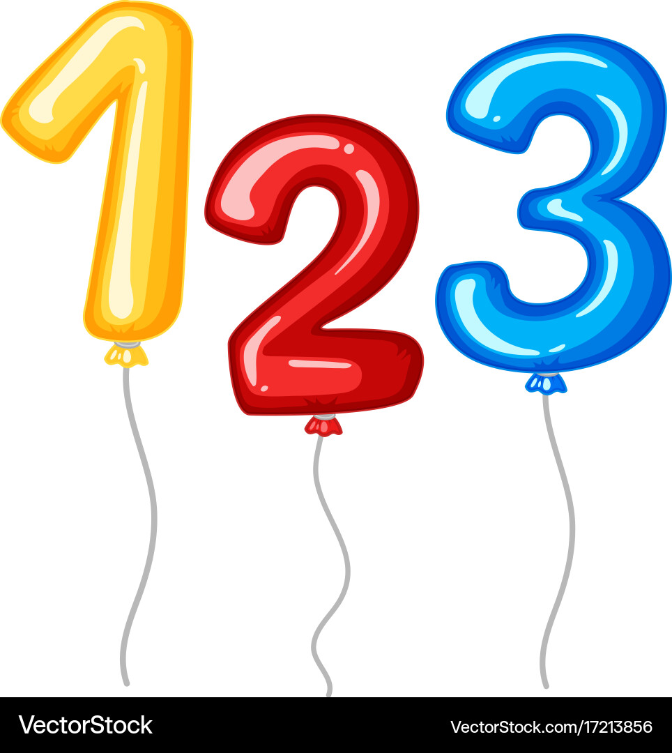 Balloons for numbers one to three Royalty Free Vector Image