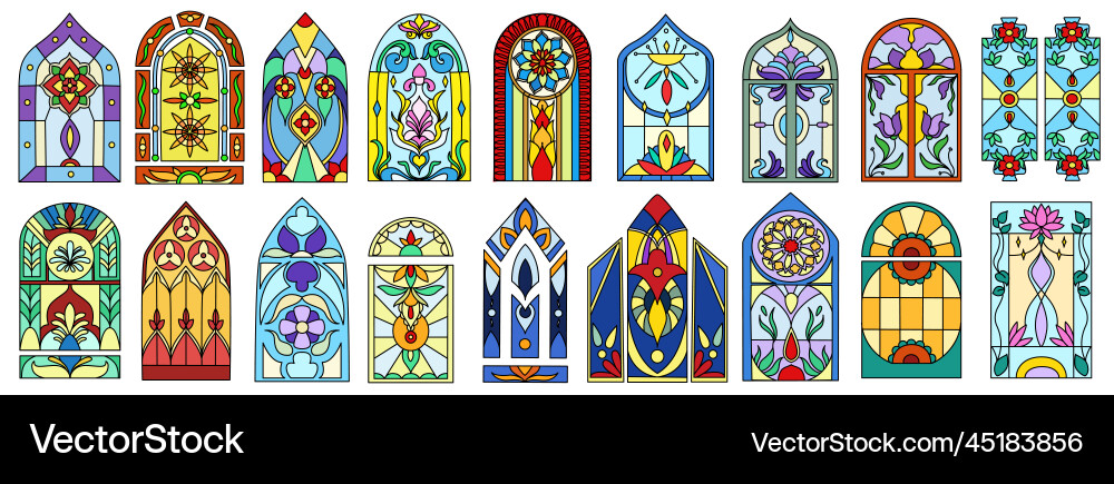 Colorful Stained Glass Windows Royalty Free Vector Image