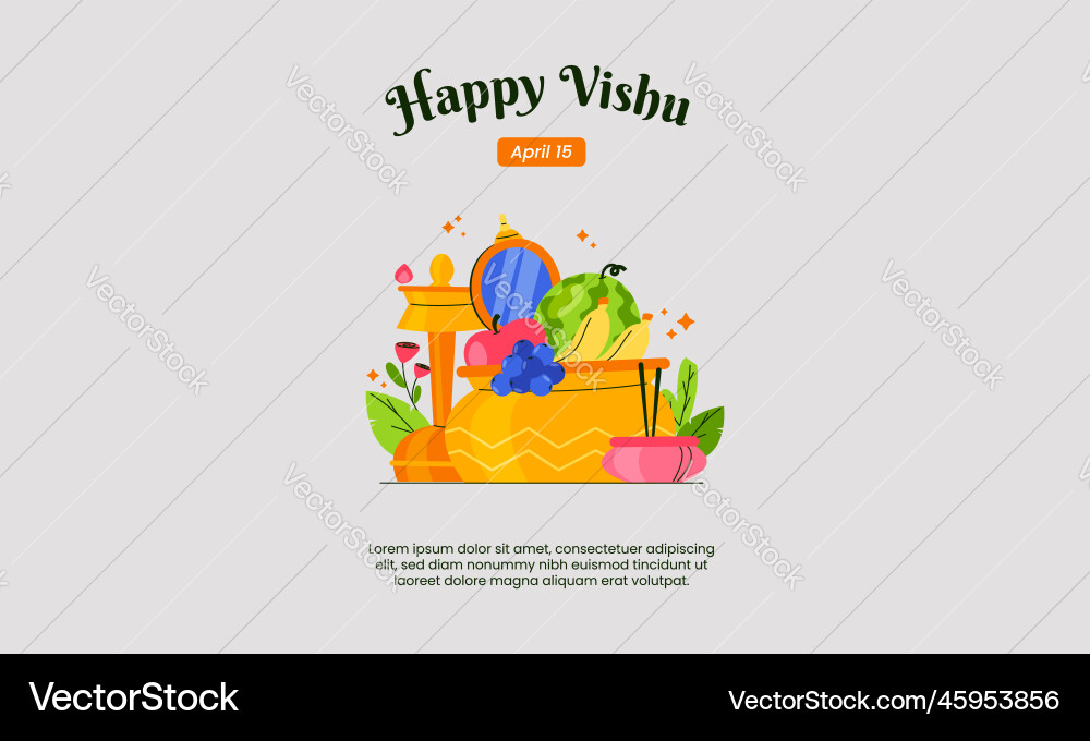 Happy vishu day banner template flat design Vector Image