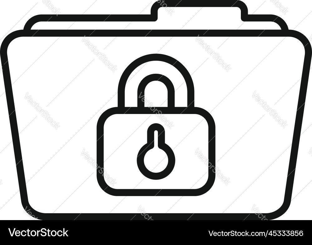 Lock folder icon outline cipher data Royalty Free Vector