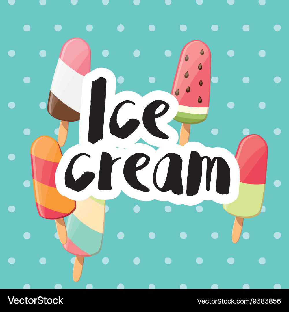 Poster design with colorful glossy ice cream Vector Image