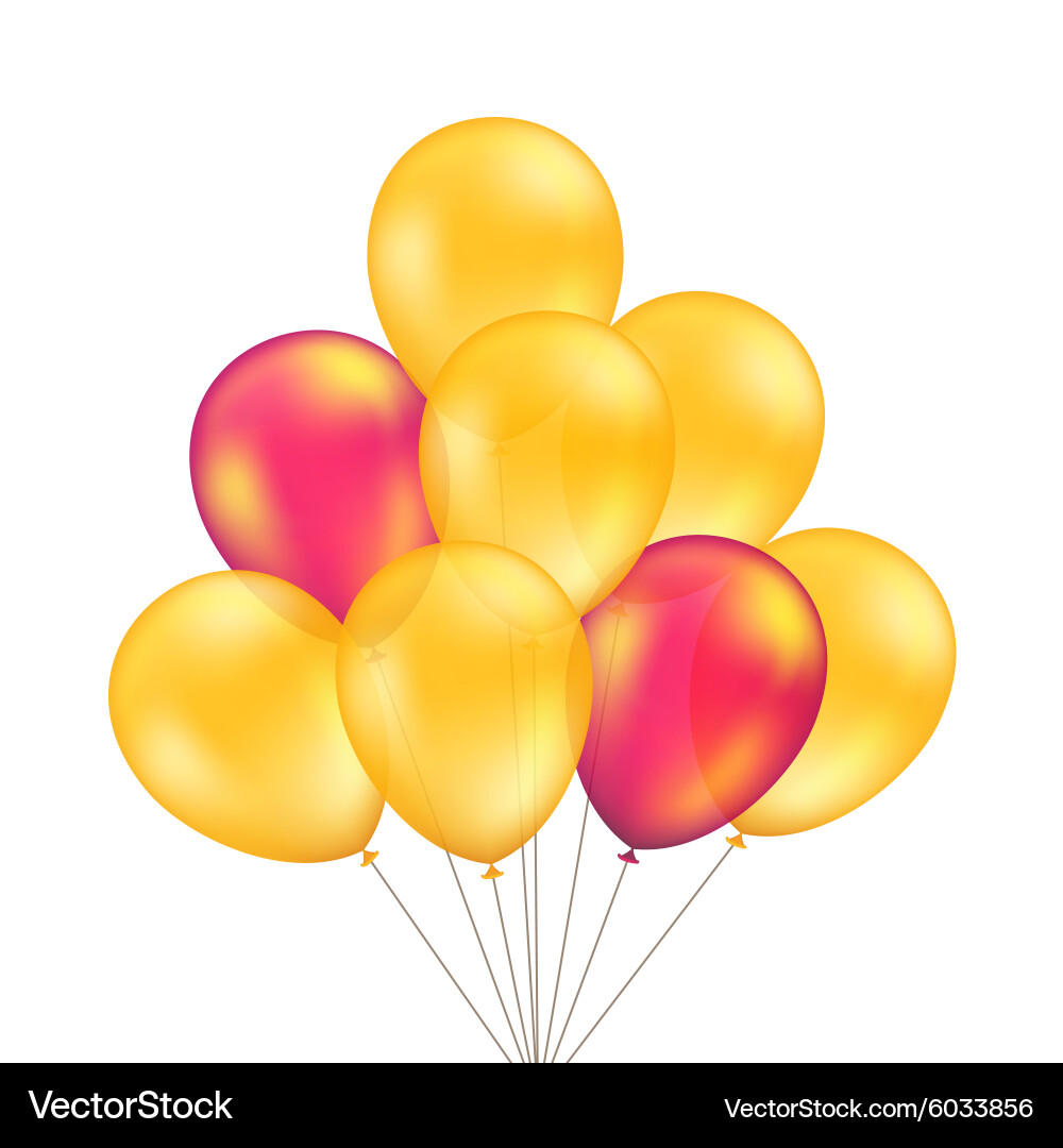 Red orange yellow balloons set isolated Royalty Free Vector