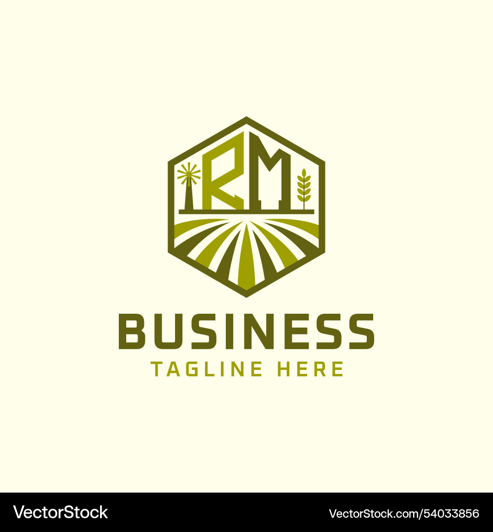 Rm farm logo design modern agro Royalty Free Vector Image