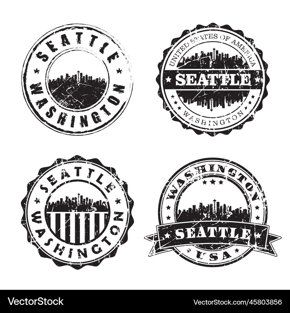 Seattle washington stamp skyline postmark Vector Image