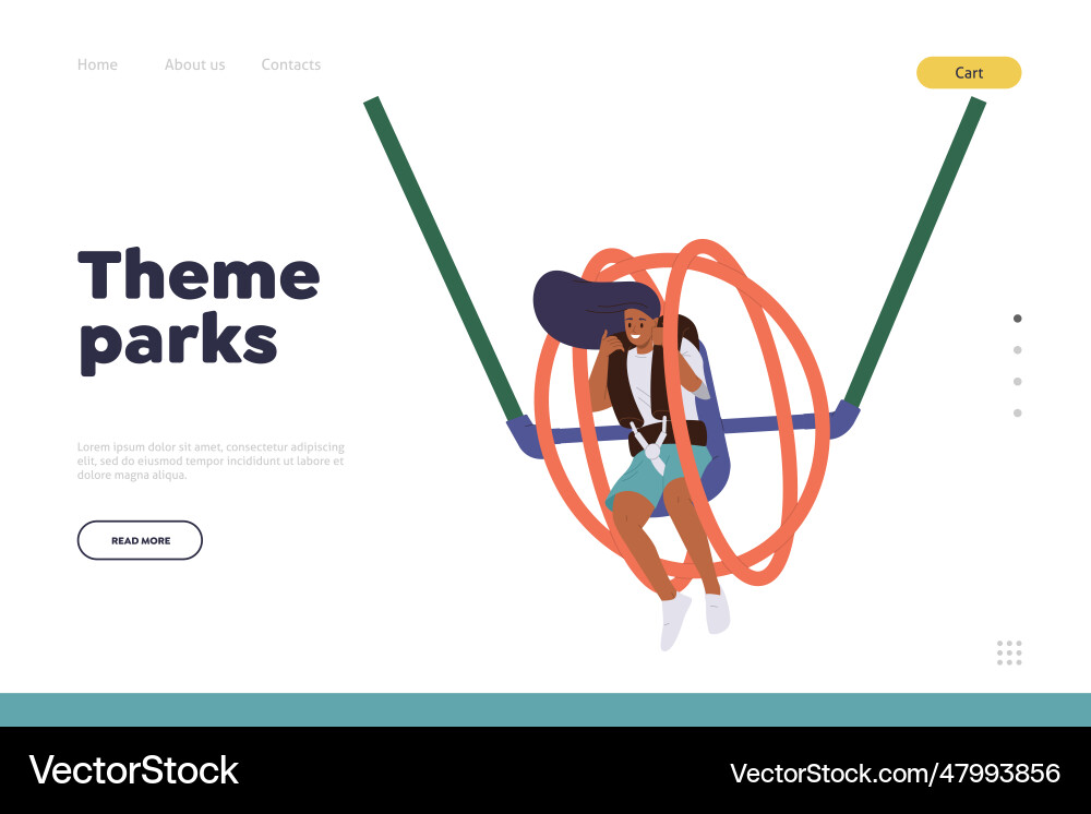 Theme amusement park landing page design template Vector Image
