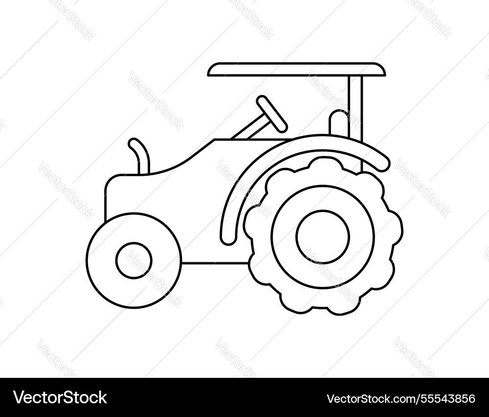 Tractor outline for coloring book template Vector Image