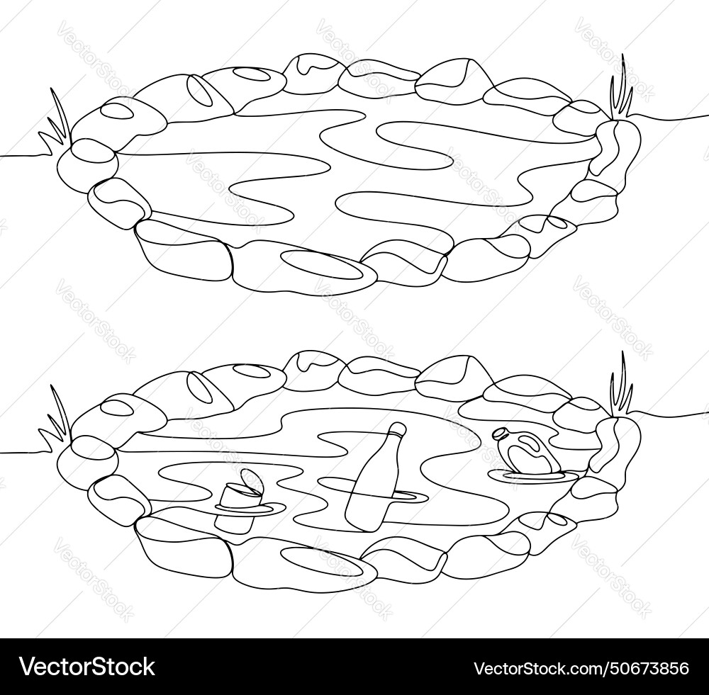 Water lake pollution one line Royalty Free Vector Image