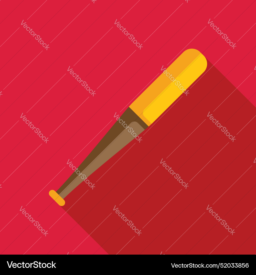 Yellow baseball bat casting long shadow over red Vector Image