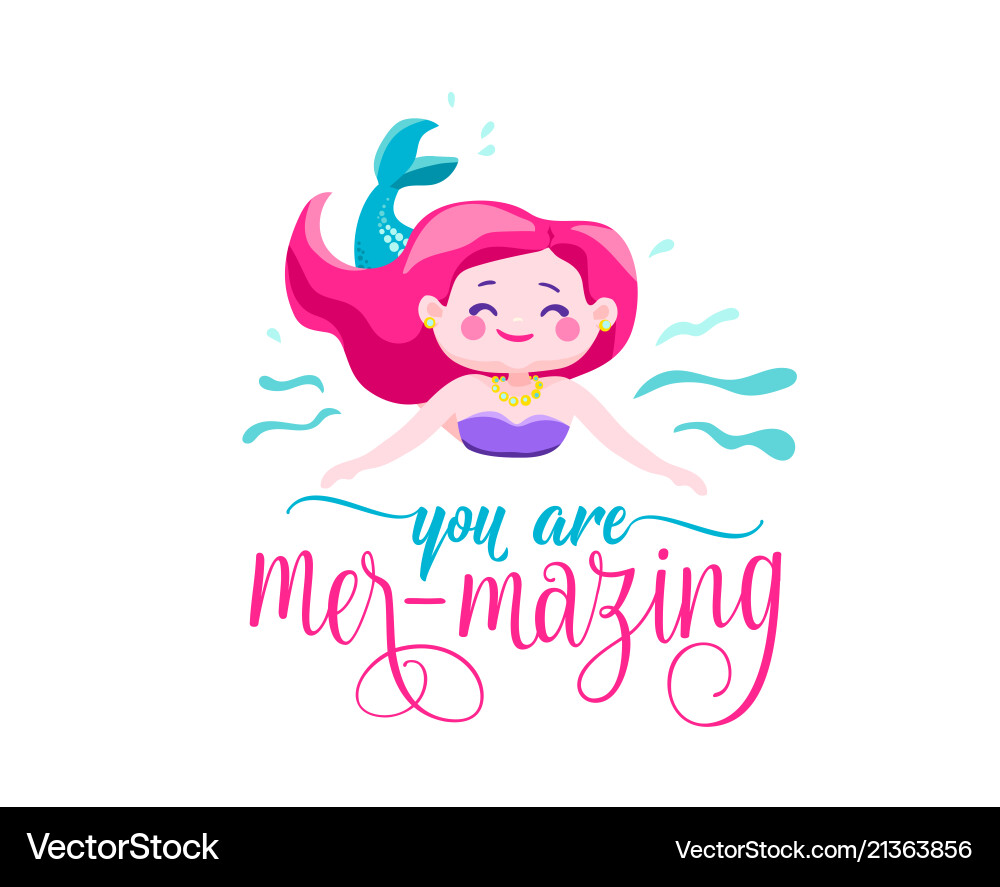 You are mer-mazing mermaid little girl waves Vector Image