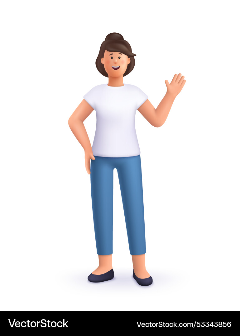 Young smiling woman standing with greeting Vector Image
