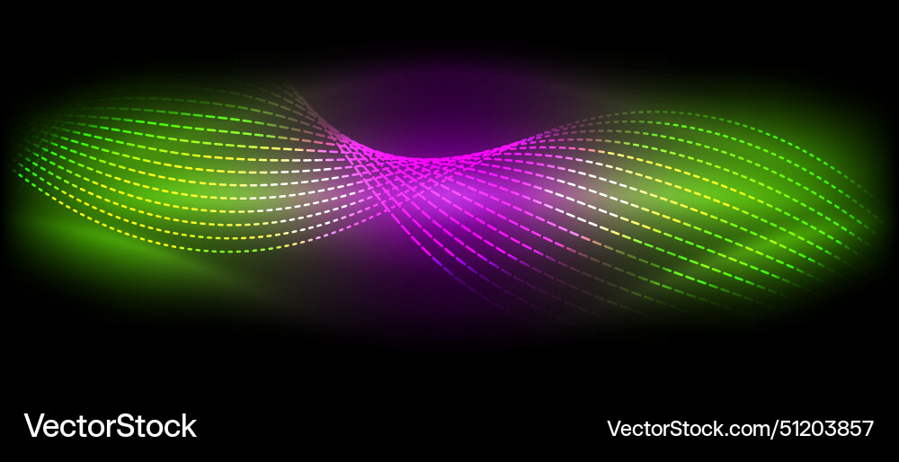 A purple and green wave on black background Vector Image