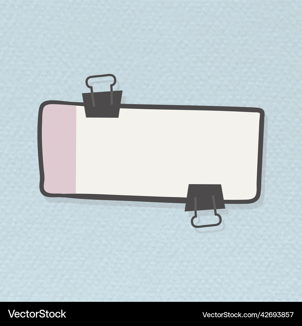 Blank paper note with binder clips Royalty Free Vector Image