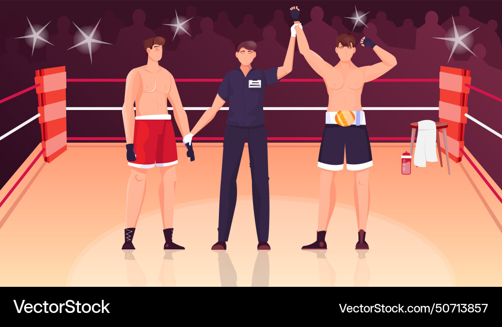 Boxing winner judge composition Royalty Free Vector Image