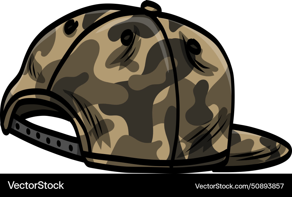 Camo hat snapback camouflage cap backward Vector Image